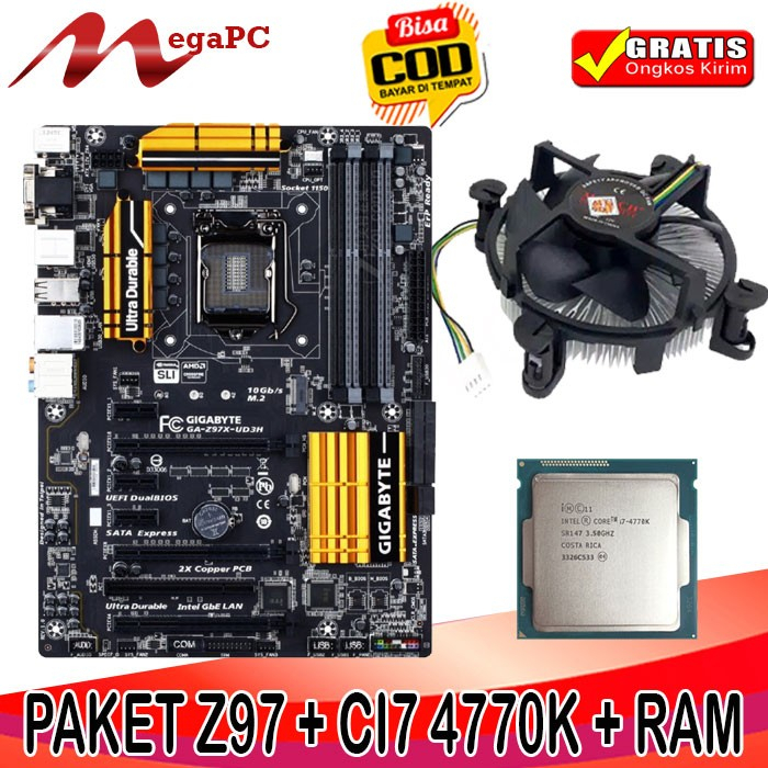 Jual Paket LGA 1150 Mainboard Z87 Z97 + Processor Core i7 4770k + FAN + RAM | Shopee Indonesia