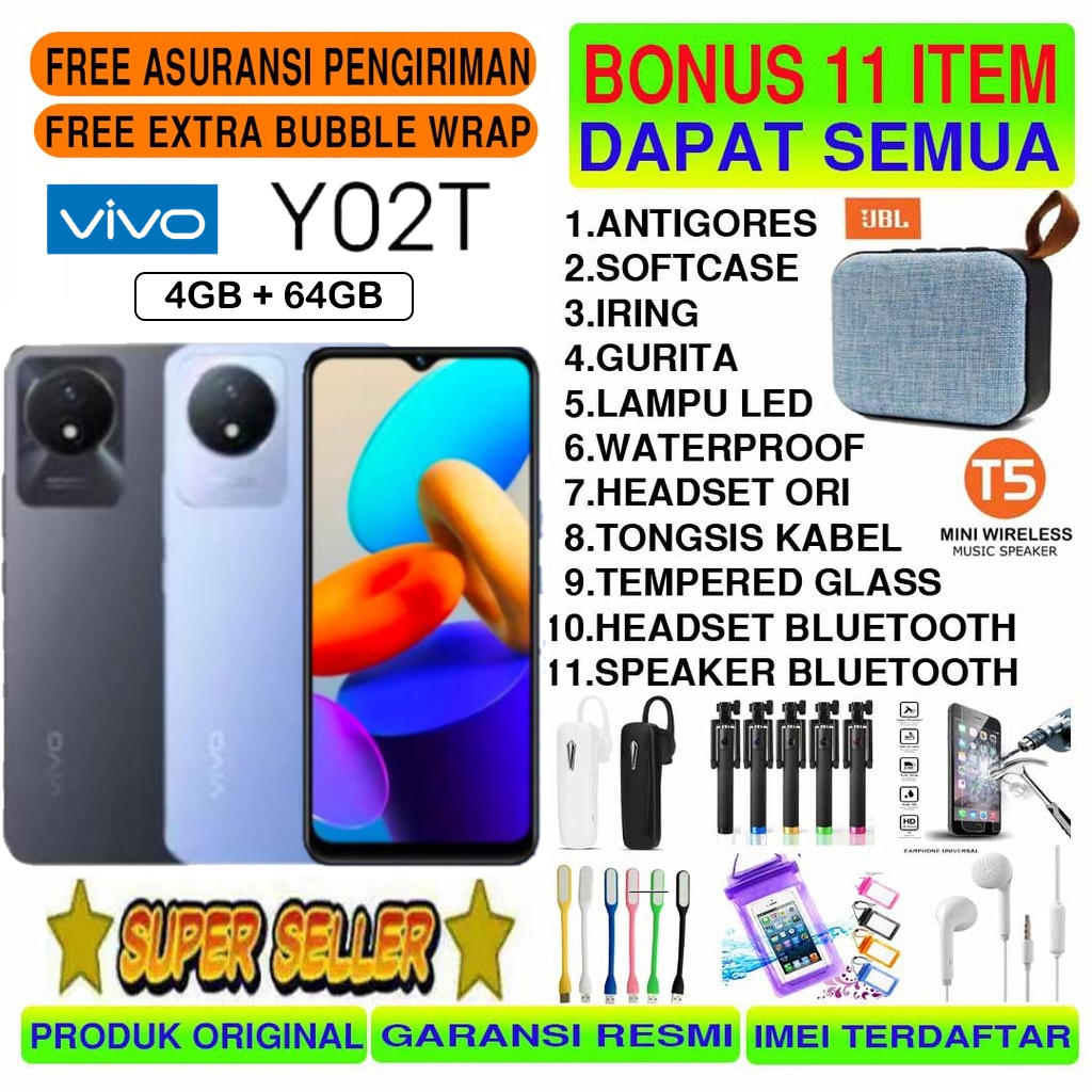 Jual VIVO Y02T 4GB+64GB - Y02 3GB+32GB garansi resmi | Shopee Indonesia