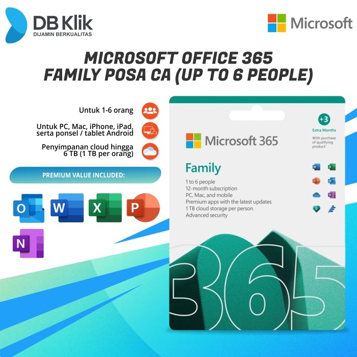 Jual Microsoft Office 365 Family POSA CA (Up to 6 People) 6GQ-00083.EC ...