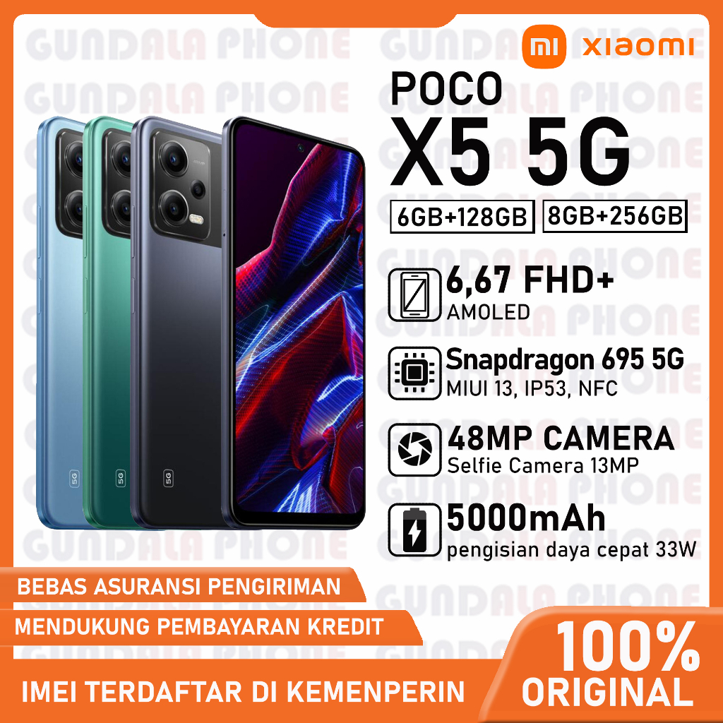 Jual Xiaomi Poco X5 5G - Snapdragon 695 NFC - 5000mAh Fast Charger 33W Garansi resmi | Shopee ...