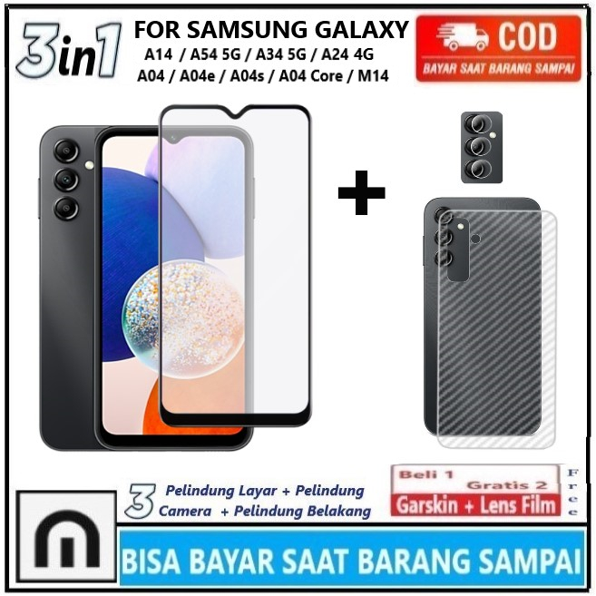 Jual Paket 3in1 Tempered Glass Bening Samsung Galaxy A14 4G A14 5G A54 5G A34 5G A24 5G A04 A04e ...