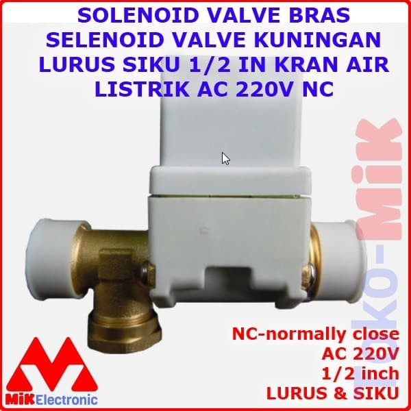 Jual SOLENOID VALVE KUNINGAN BRAS 1/2 IN KRAN AIR LISTRIK PLN AC 220V ...