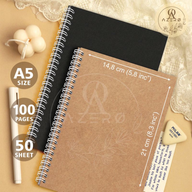 Jual Sketchbook Spiral A5 / isi 100 Halaman / Buku Sketsa Brown Paper ...