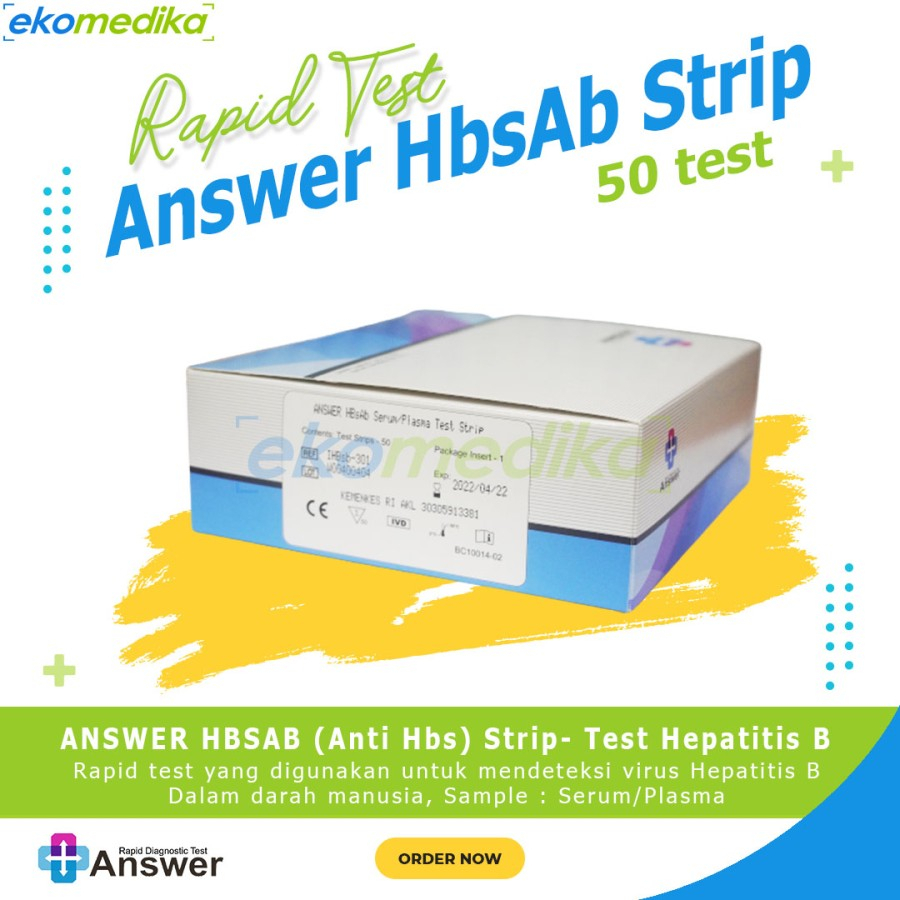 Jual HBsAb Strip / Anti-Hbs Answer Hbsab Strip isi 50 (Serum/Plasma ...
