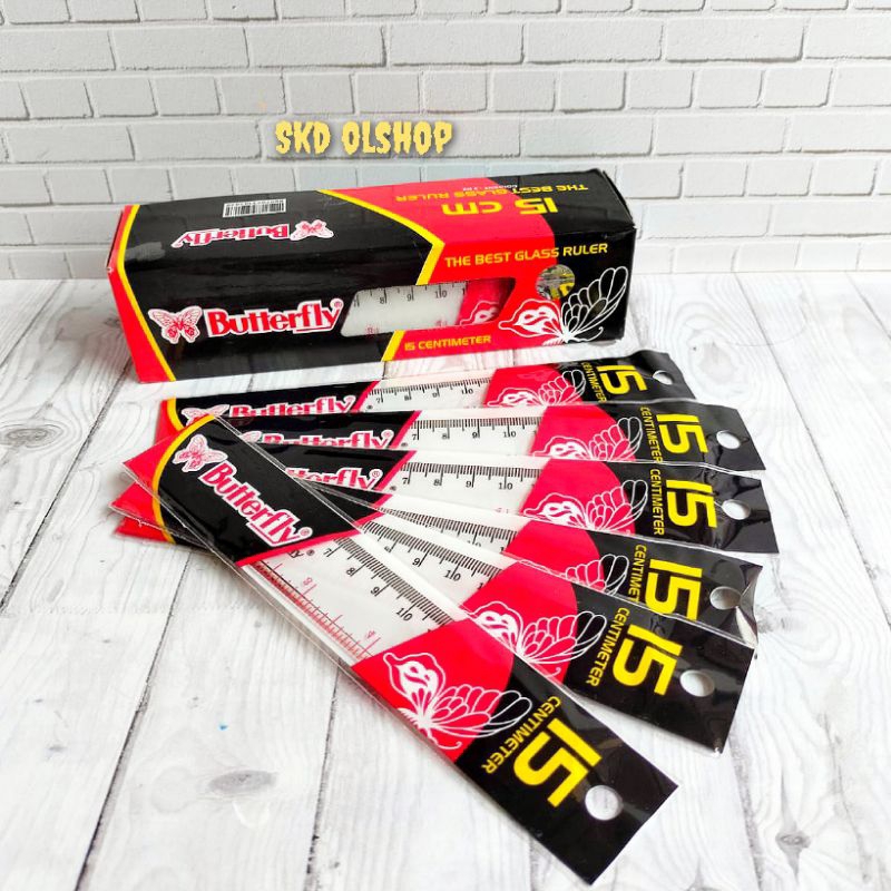 Jual Penggaris-Garisan Plastik BUTTERFLY 15 Cm( 1 Pack Isi 24 Pcs ...