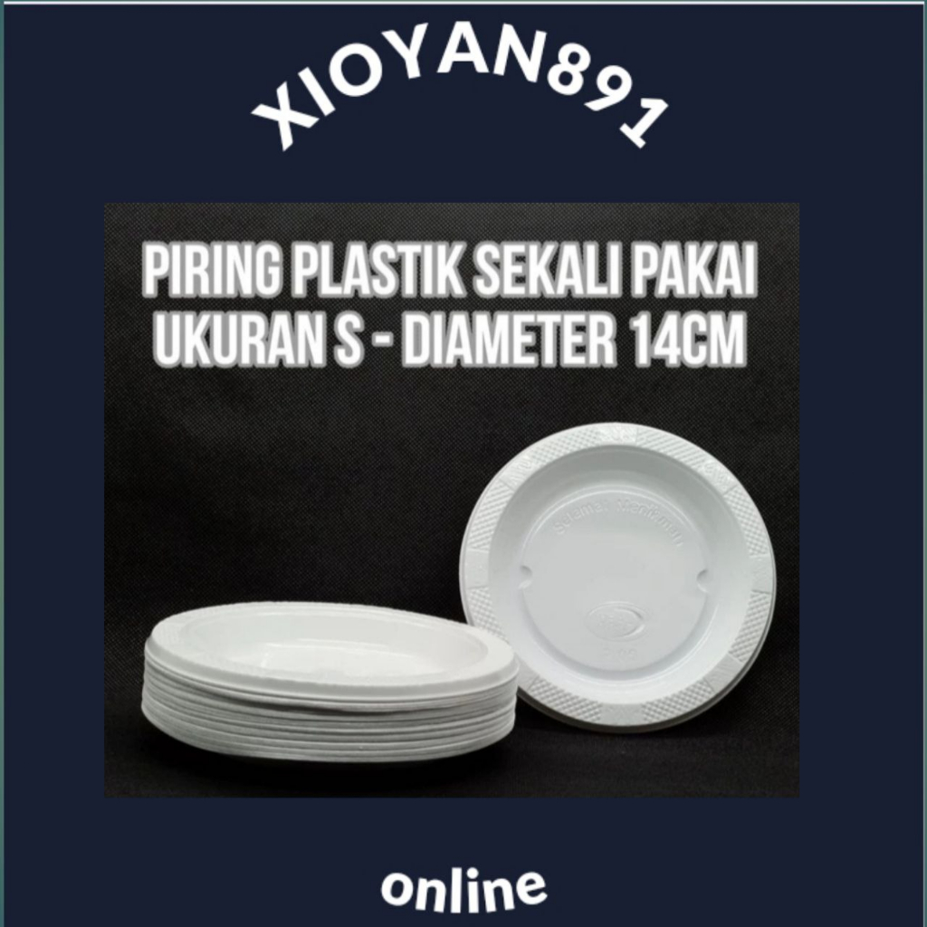 Jual piring makanan plastik putih sekali pakai ukuran S diameter 14cm ...