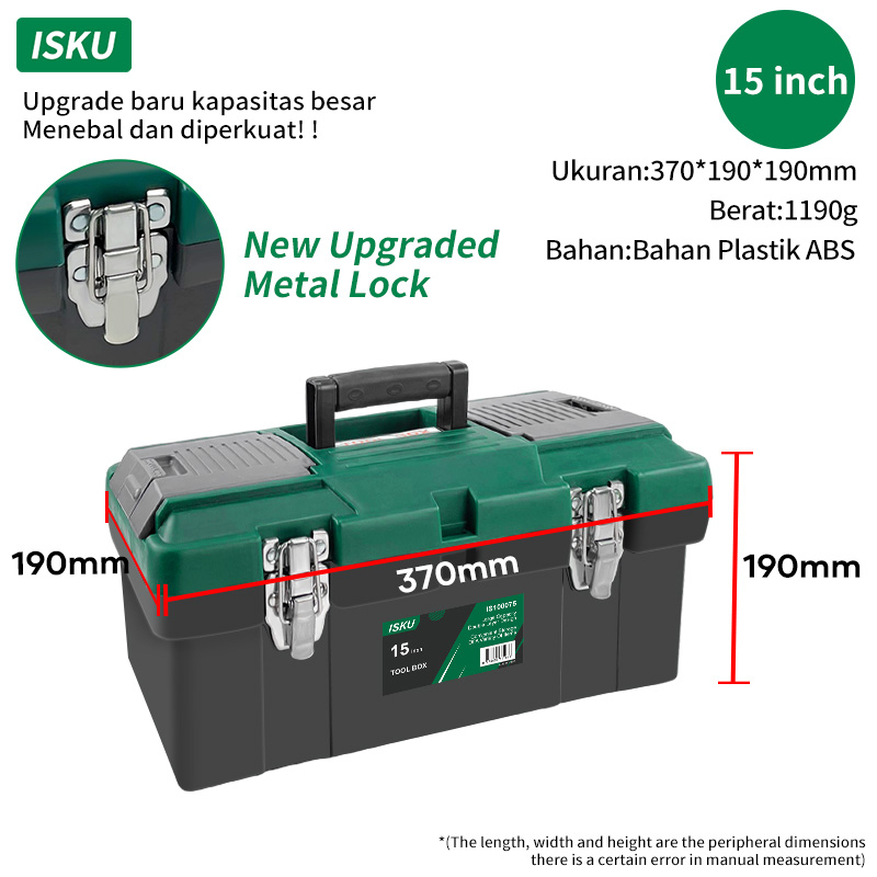 Jual ISKU Tool box besar plastik 14 15 17 18 19 20 inch toolbox kotak ...