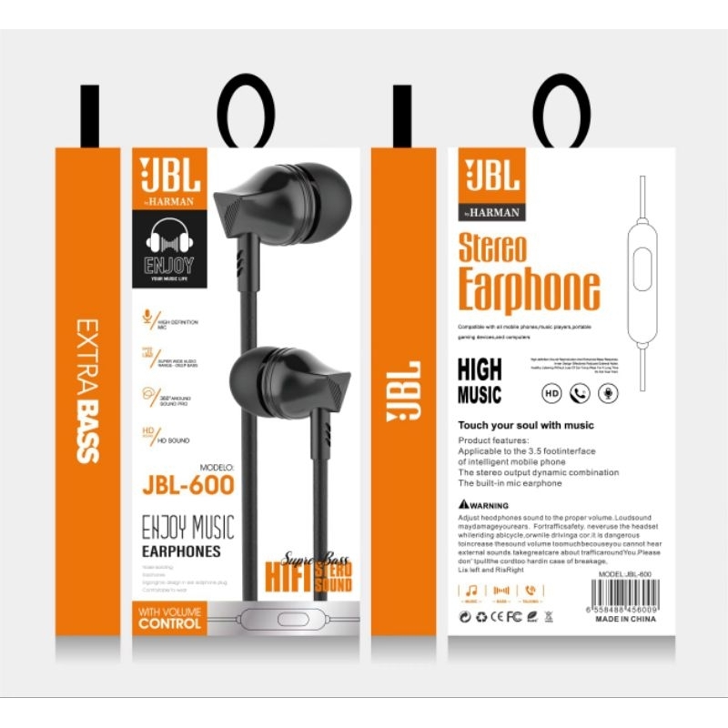 Jual Headset JBL-600 Extrabass Hansfree Handset HF JBL-600 Mic Earphone ...