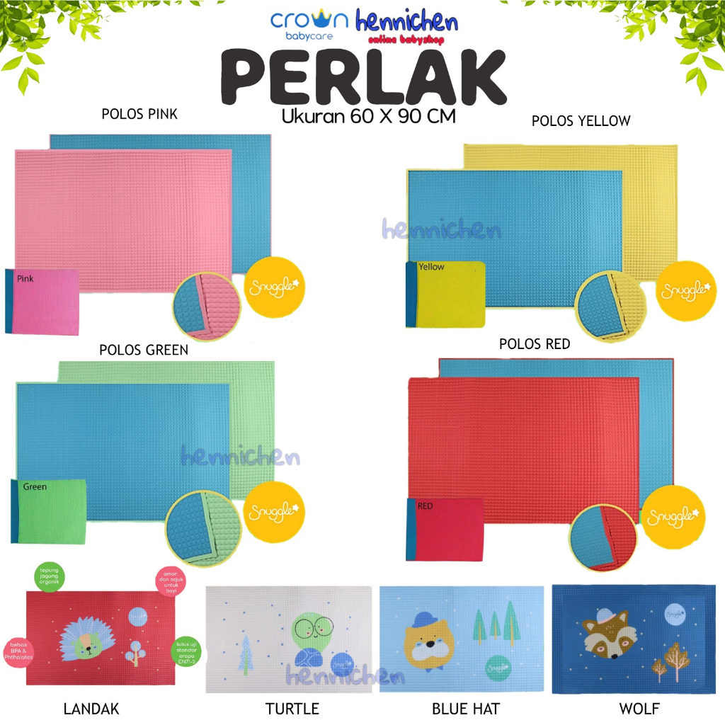 Jual CROWN Perlak karet motif perlak snuggle printed rubber cot sheet ...