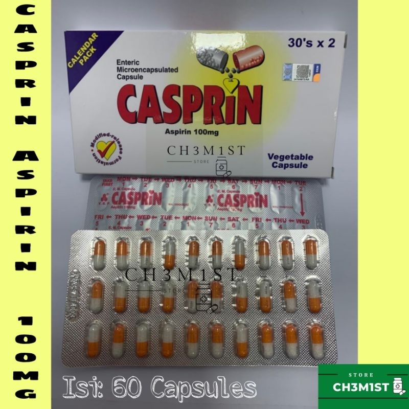 Jual CASPRIN ASPIRIN 100MG ORIGINAL 60TABS- MENCEGAH STROKE DAN ...