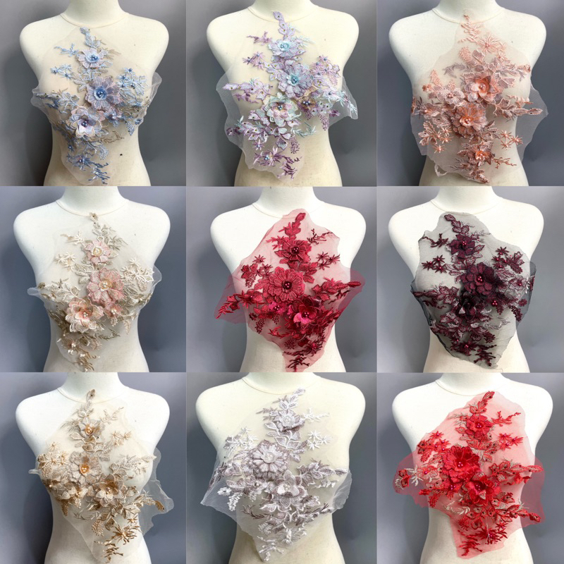 Jual Wedding lace bordir bunga 3d renda bordir embroidery patch bordir ...