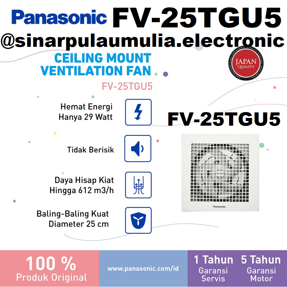 Jual Panasonic Kipas Ceiling Exhaust Fan 10" - FV-25TGU5 / FV 25TGU5 ...