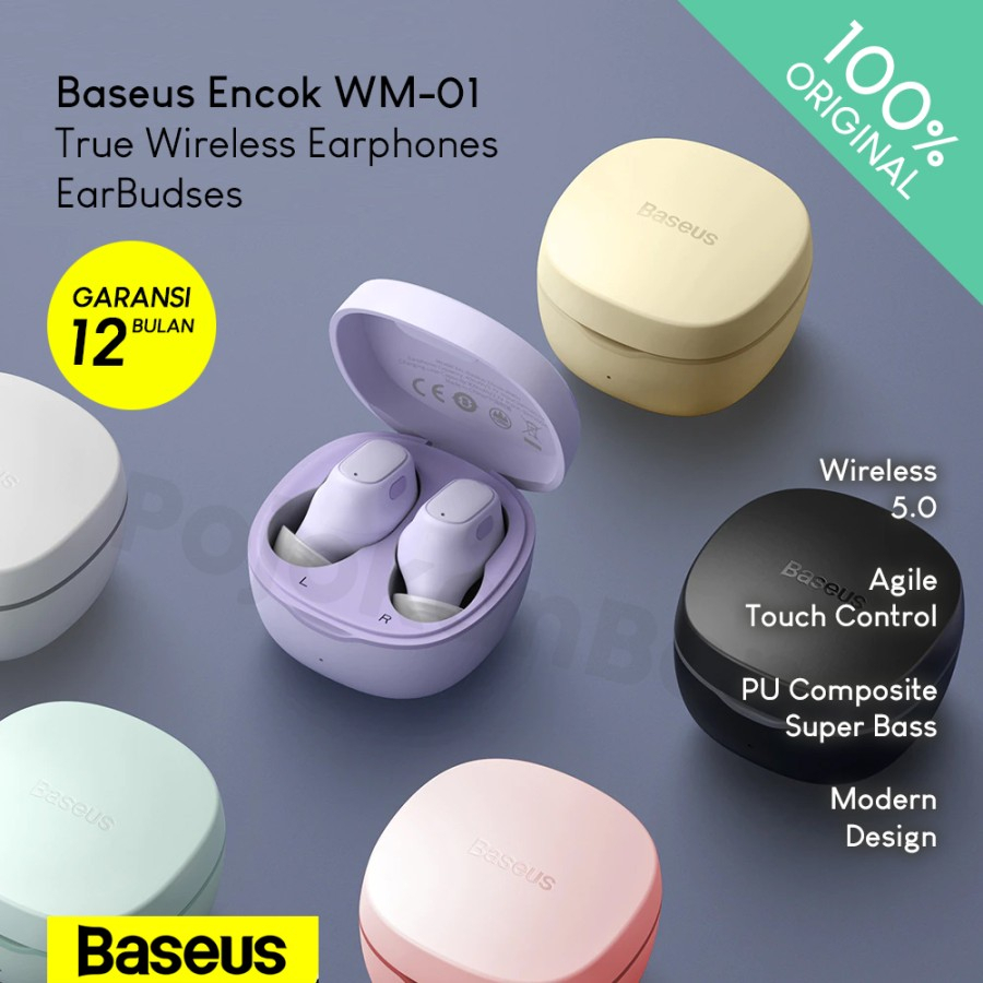 Jual BASEUS Bowie TWS True Wireless Earphones Bluetooth WM01 | Shopee ...