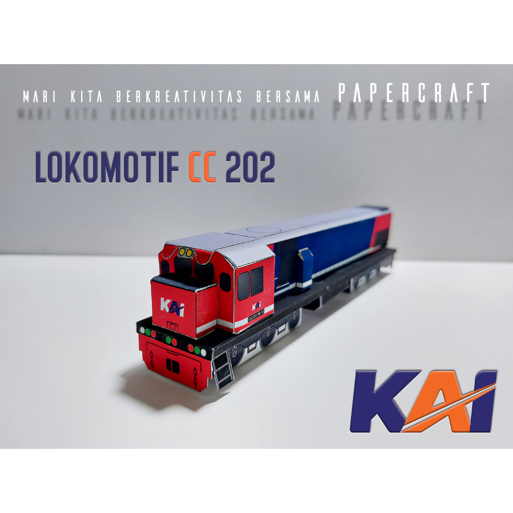 Jual 3D Papercraft Kereta Api Indonesia Lokomotif CC 202 Pola Kertas ...