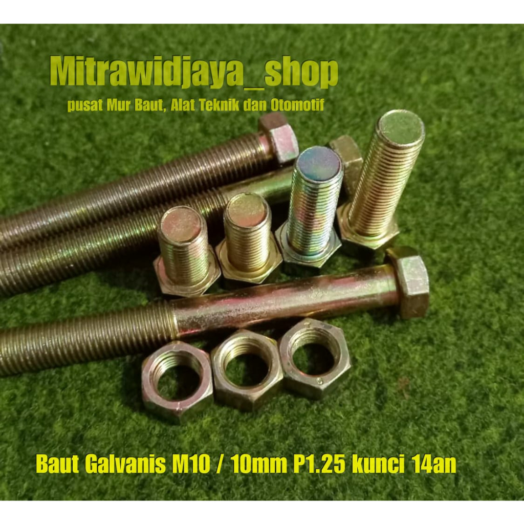 Jual Baut kunci 14an baut mur galvanis M10x50mm drat halus p 1.25 ...
