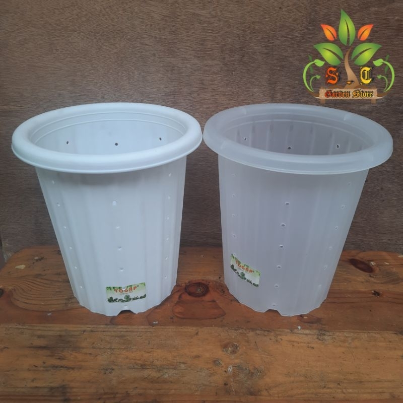 Jual POT BUNGA YOGAP YPT 17 BERLUBANG PUTIH BENING TRANSPARAN MERAH ...