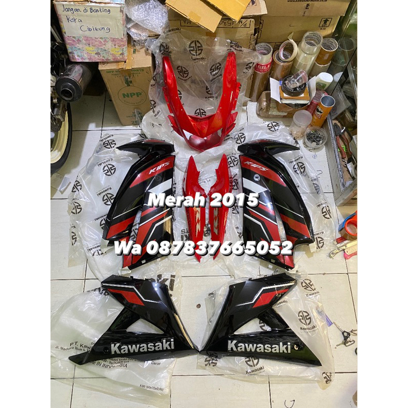 Jual Sepaket cover sayap fairing set ninja rr new model 2015 merah ...