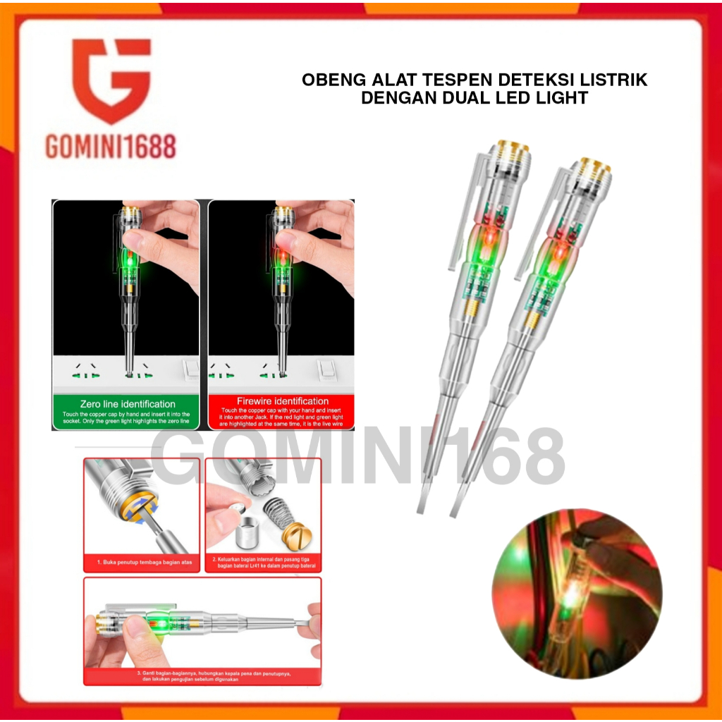 Jual Obeng Tespen MInus Dengan Lampu Alat Test LIstrik WIth Dual Led ...