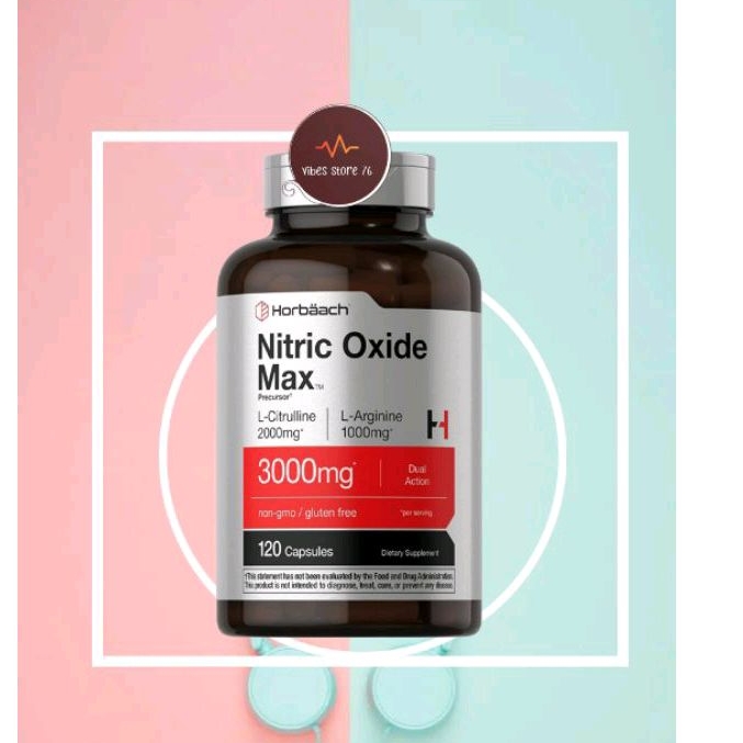 Jual Horbaach Nitric Oxide Max Supplement | 3000 mg | 120 Capsules | Shopee Indonesia