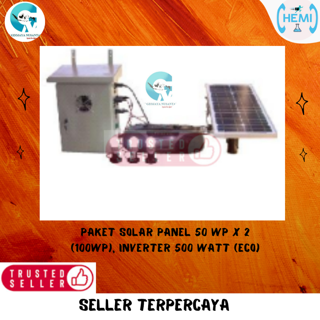 Jual Paket Solar Panel 50 WP x 2 (100wp), Inverter 500 Watt (ECO ...