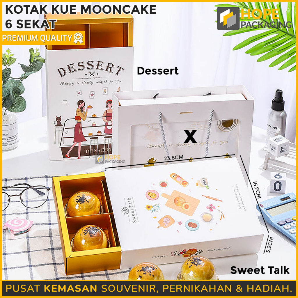 Jual Kotak Box Kue Mooncake / Box Kue Nastar 6 Sekat / Kotak Mooncake ...