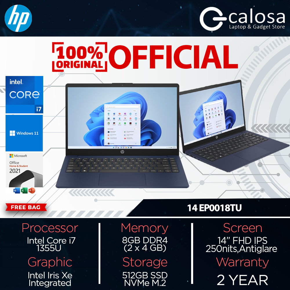 Jual LAPTOP HP 14 EP0018TU EP0019TU Intel Core i7 1355U Memory Ram 16GB ...