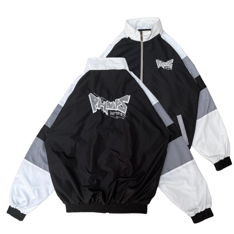 Jual PHOMPPHIESS Jaket Retro Putih Strip Jacket Sport Pria Wanita ...