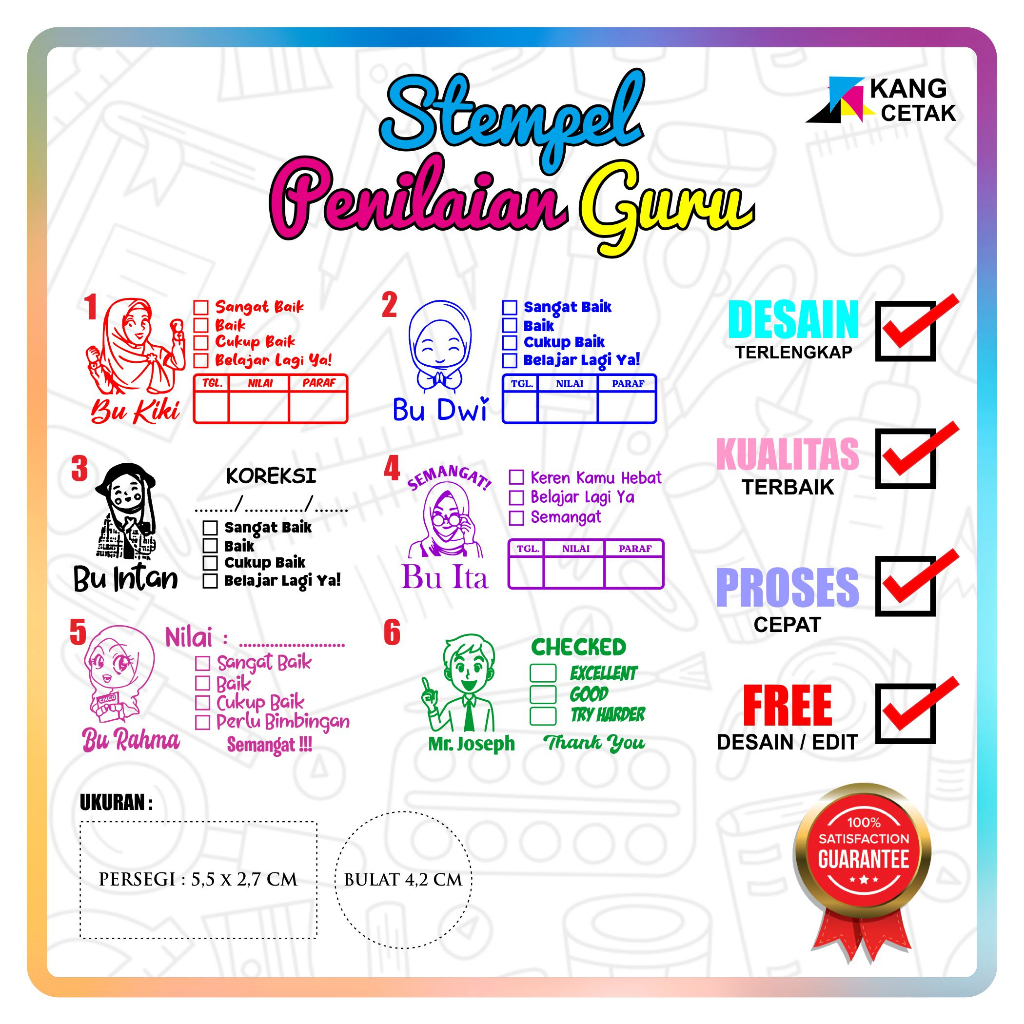 Jual STEMPEL NILAI GURU / PENILAIAN / KOREKSI / CHECKED / REWARD SISWA ...