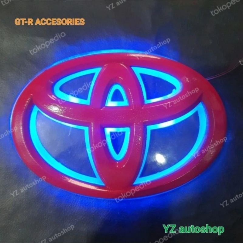 Jual Emblem Logo Lampu LED Biru TOYOTA 15x10.2 cm 12v (Merah) | Shopee ...