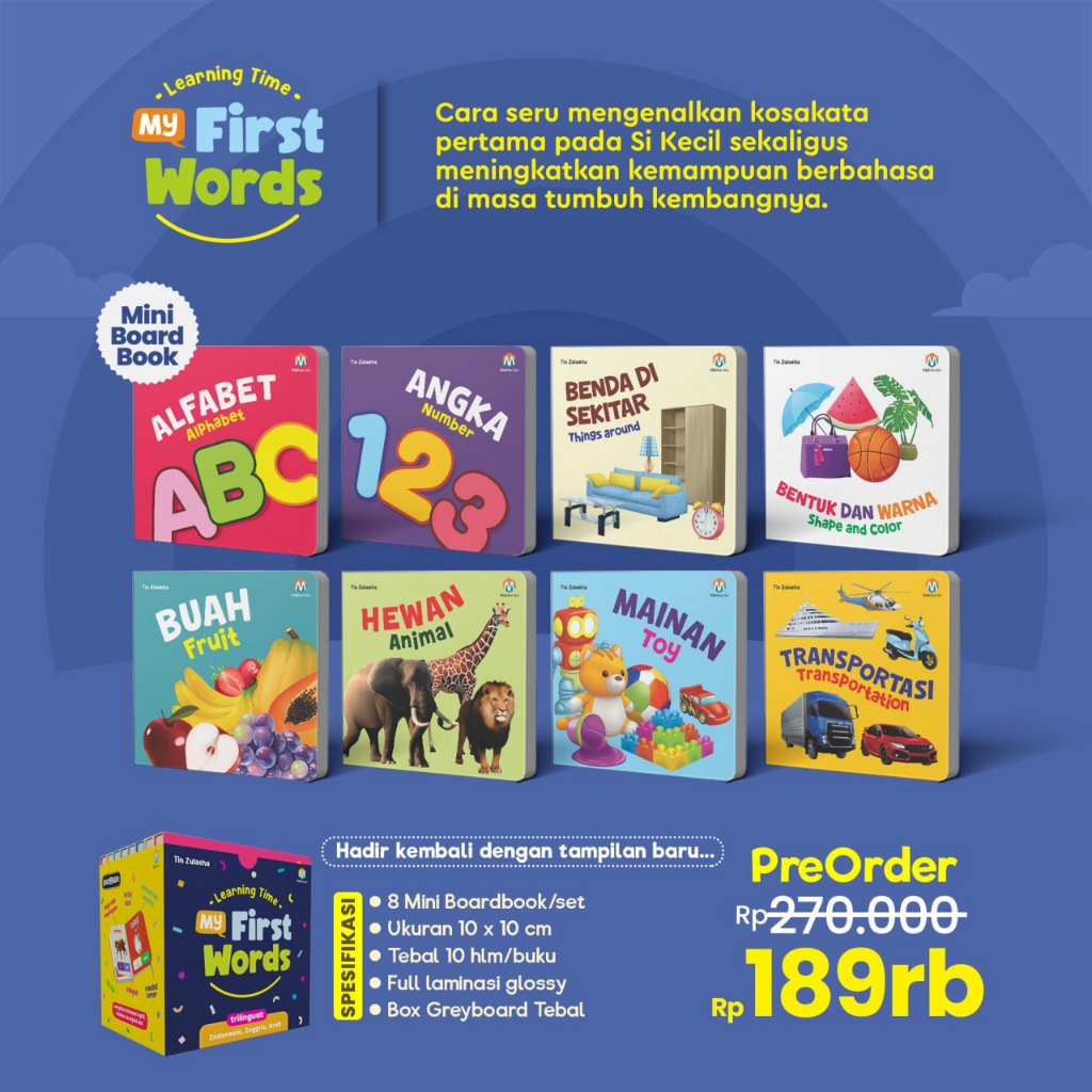Jual [Ready Stock] SET BOARDBOOK LEARNING TIME MY FIRST WORD (dapat 8 ...