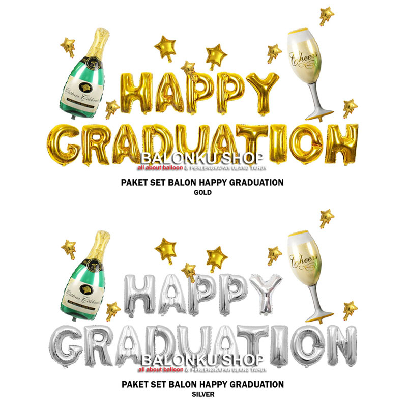 Jual Paket Set Balon Happy Graduation / Balon Graduation / Balon Wisuda ...