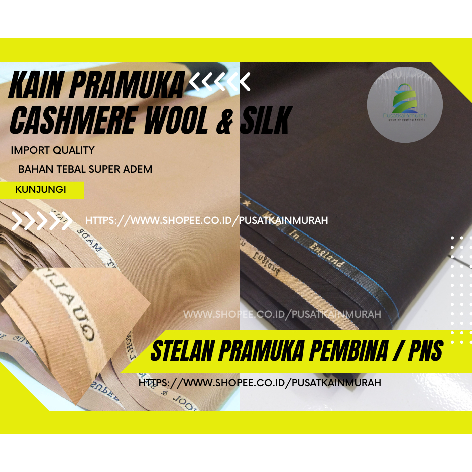 Jual Bahan Kain Pramuka Premium Wol&Silk Cashmere / Kain Pramuka ...