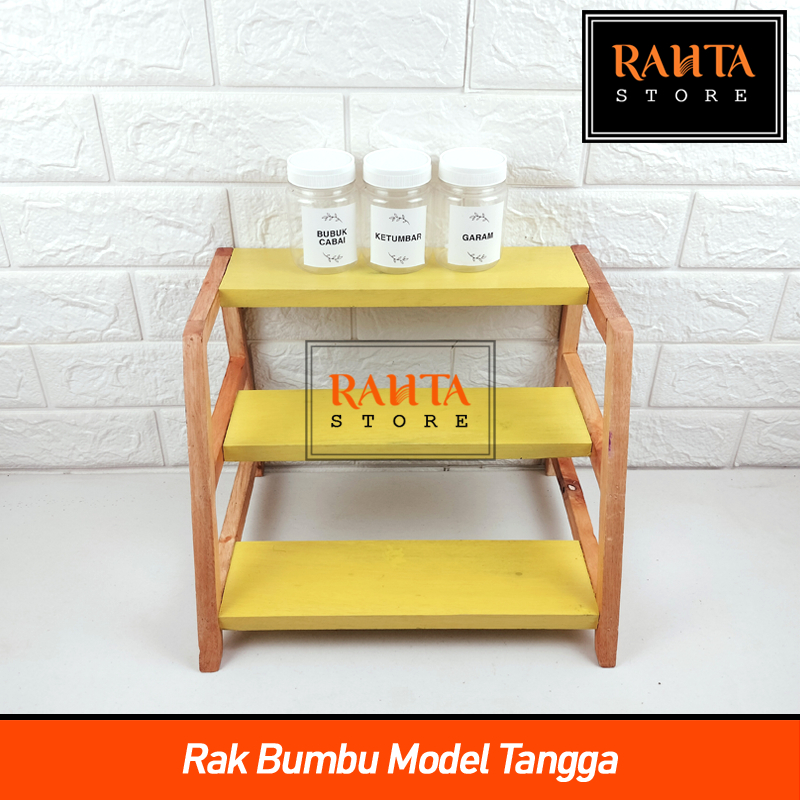 Jual KT88-Rak Bumbu Model Tangga/Rak Bumbu Kayu aestetik/Rak Ambalan ...