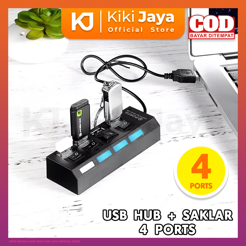 Jual [KIKI] USB Hub 4 Ports Output On / Off - Saklar 4 in 1 2.0 Colokan ...