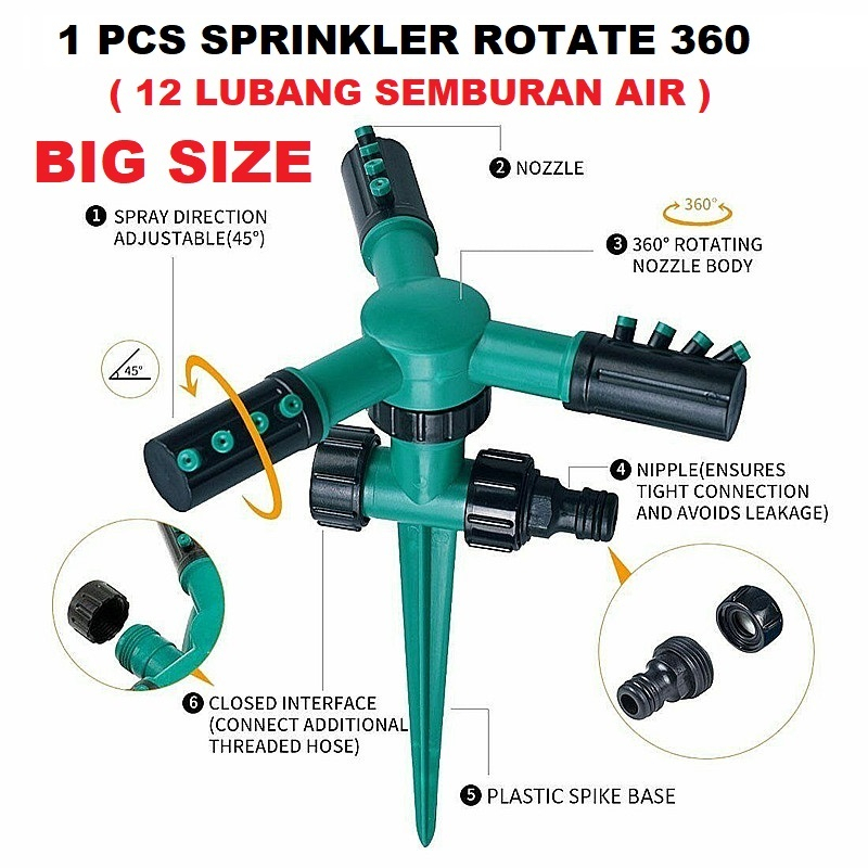 Jual Sprinkler Spray Nozzle SPRINKLER 360 sempratan otomatis Air ...