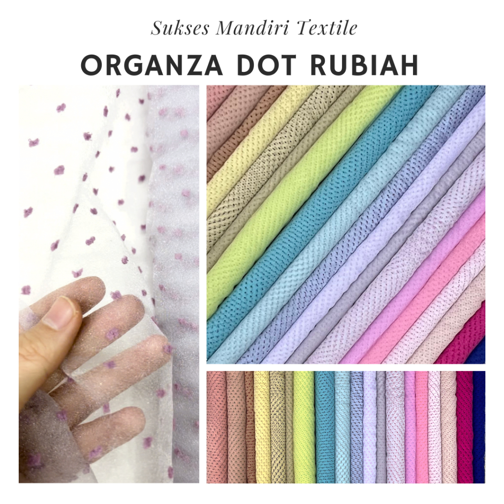 Jual Organza Dot / Organza Rubiah / Tile Dot / Kain Dot | Harga per 50cm = 0,5m | Shopee Indonesia