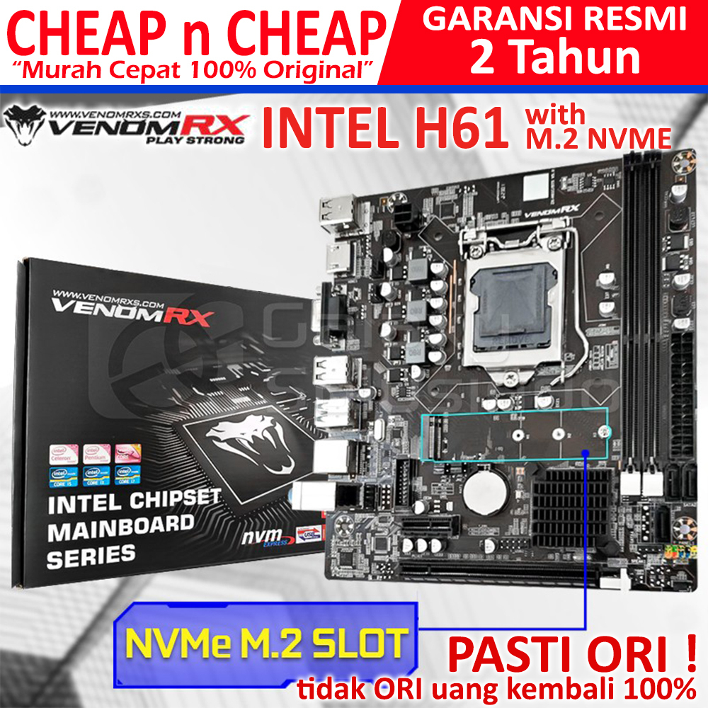 Jual Venom RX H61 M2 NVMe VGA HDMI - Motherboard LGA 1155 VenomRX H61 ...