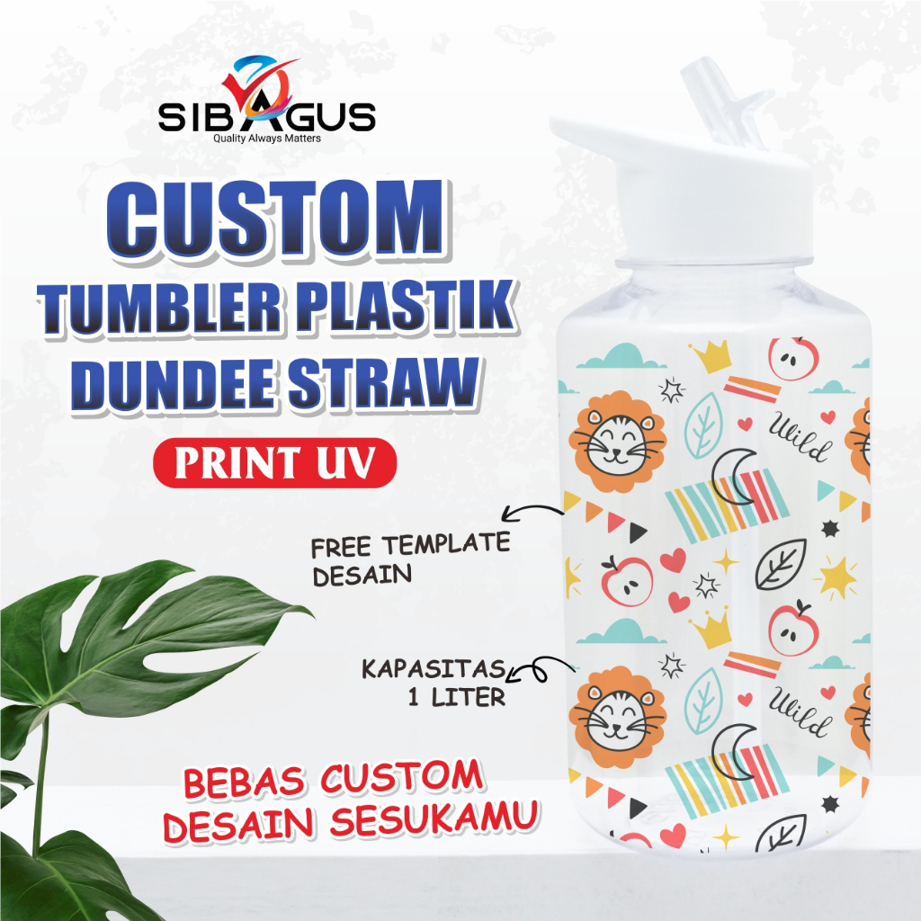 Jual Botol Minum Plastik Custom Kapasitas 1000 ml | Tumbler Dundee 1000 ml Custom Desain Cetak ...