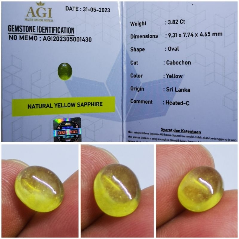 Jual Batu Yellow Sapphire Natural Origin Srilanka Plus Sertifikat Memo ...