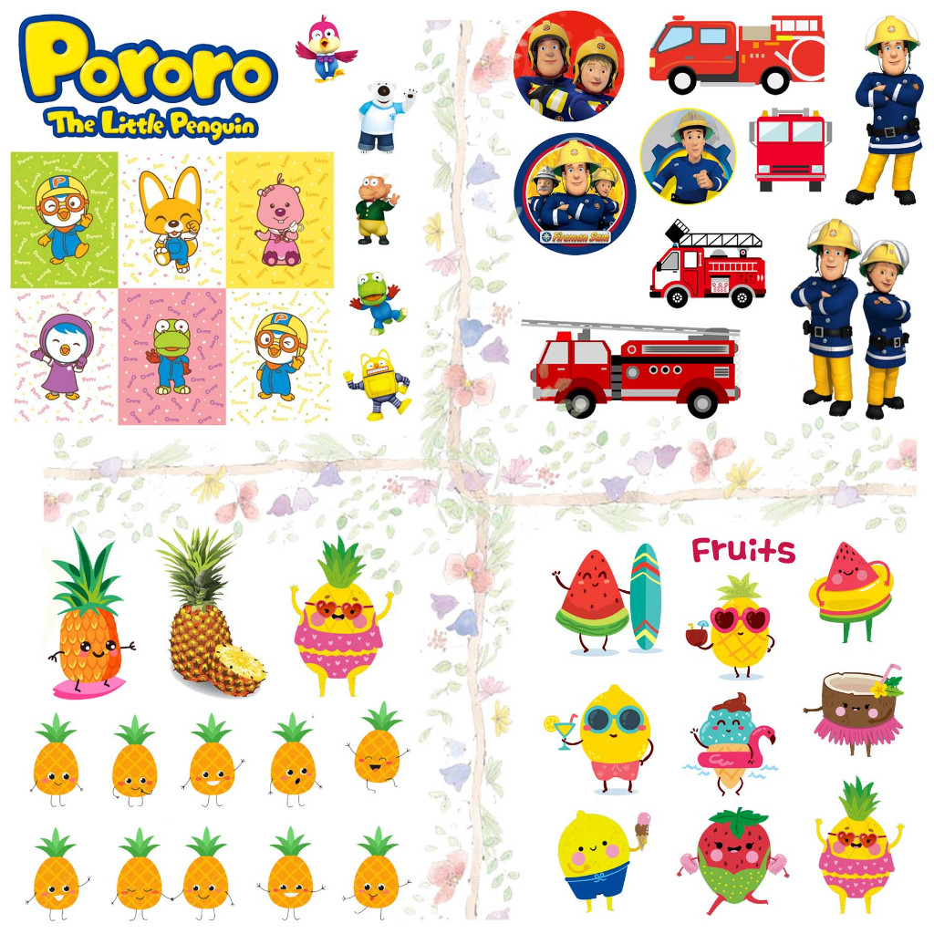 Jual Sticker Pineapple Pororo Fireman Stiker Nanas Coconut Watermelon ...