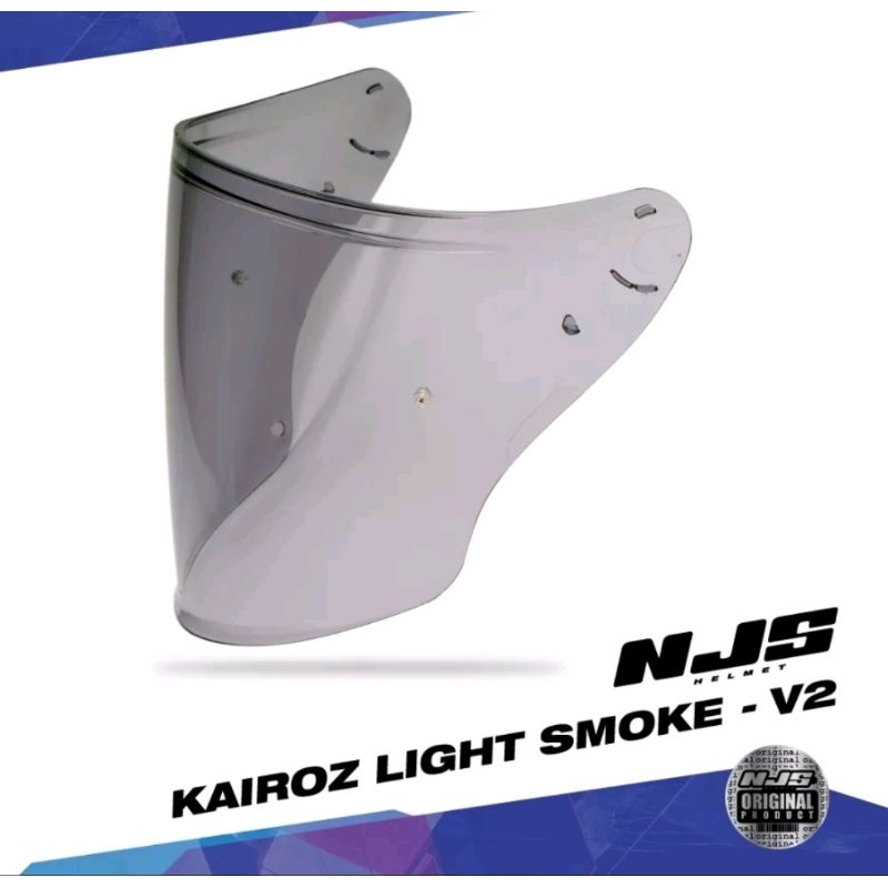 Jual VISOR NJS KAIROZ V2 LIGHTSMOKE | FLAT VISOR | KACA HELM HALF FACE ...