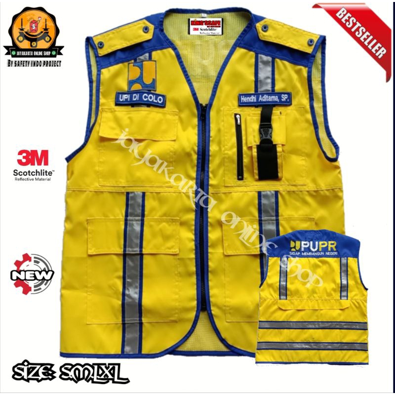 Jual ROMPI SAFETY VEST 3M SCOTLITE KUNING BIRU TASLAN WATER PROOF ...