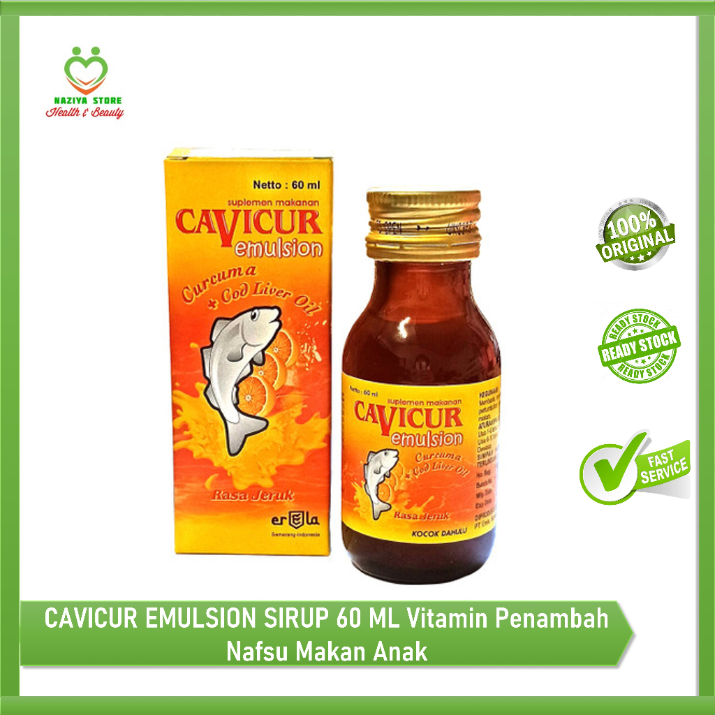 Jual CAVICUR EMULSION SIRUP 60 ML Rasa jeruk + Minyak Ikan & Curcuma ...