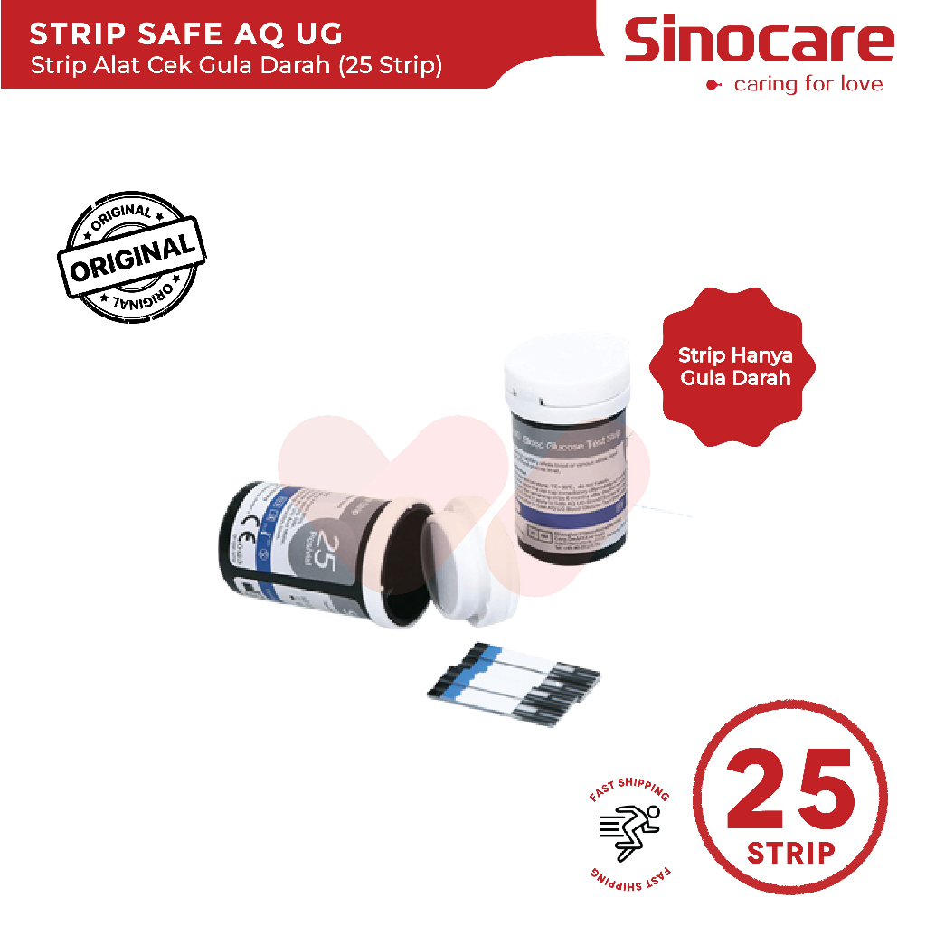 Jual Strip Sinocare Safe AQ UG Cek Gula Darah Strip Uji Gula Darah (25 ...