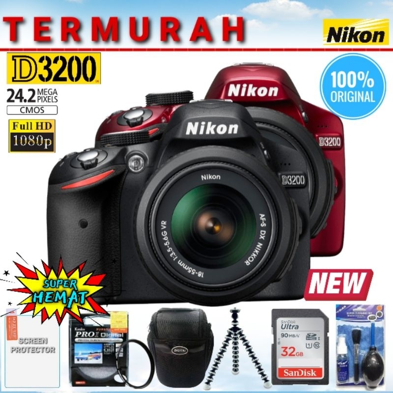 Jual DSLR NIKON D3200 + LENSA 18-55MM PRODUK ORIGINAL 100%( BARU BERGARANSI 1 TAHUN ) READY ...