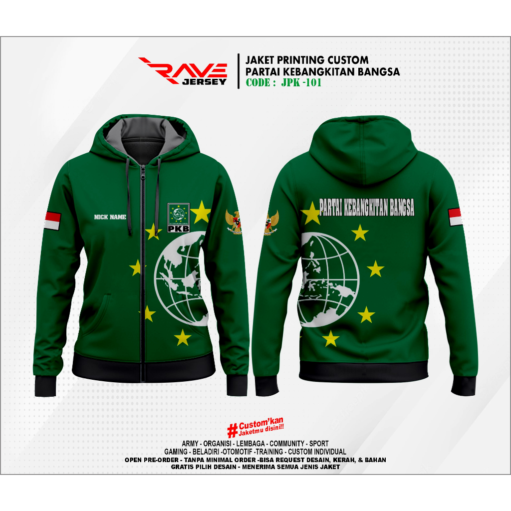 Jual JAKET PARTAI PKB FULL PRINTING SUBLIM CUSTOM (DESAIN SUKA SUKA ...