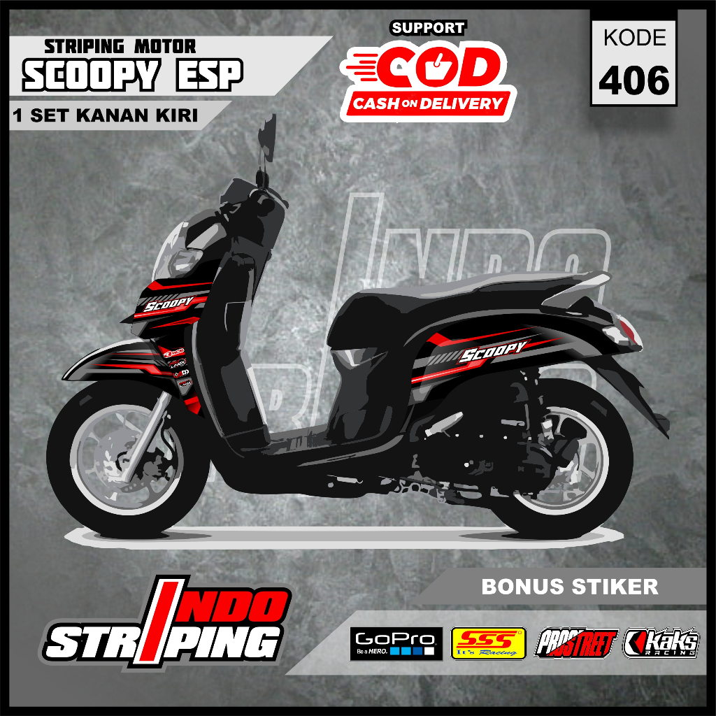 Jual Striping Stiker Aksesoris Sepeda Motor Honda Scoopy Esp 2017 2018 ...