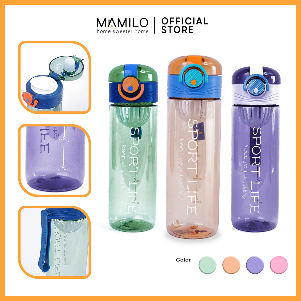Jual MAMILO Botol Minum Saringan Water Bottle Seal Silicon 520 ml | Shopee Indonesia