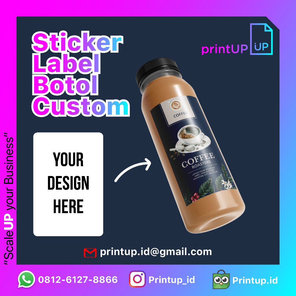 Jual CETAK STICKER LABEL BOTOL KEMASAN MINUMAN KOPI SUSU LITERAN ...