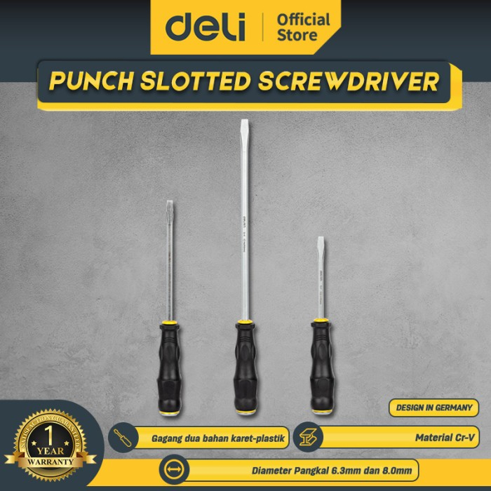 Jual Deli Obeng Ketok Ujung Minus / Punch Slotted Screwdriver EDL6270XX ...